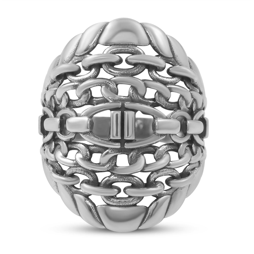 Sterling Silver Stirrup Chain Ring, Sizes 5 to 11 – American West Jewelry