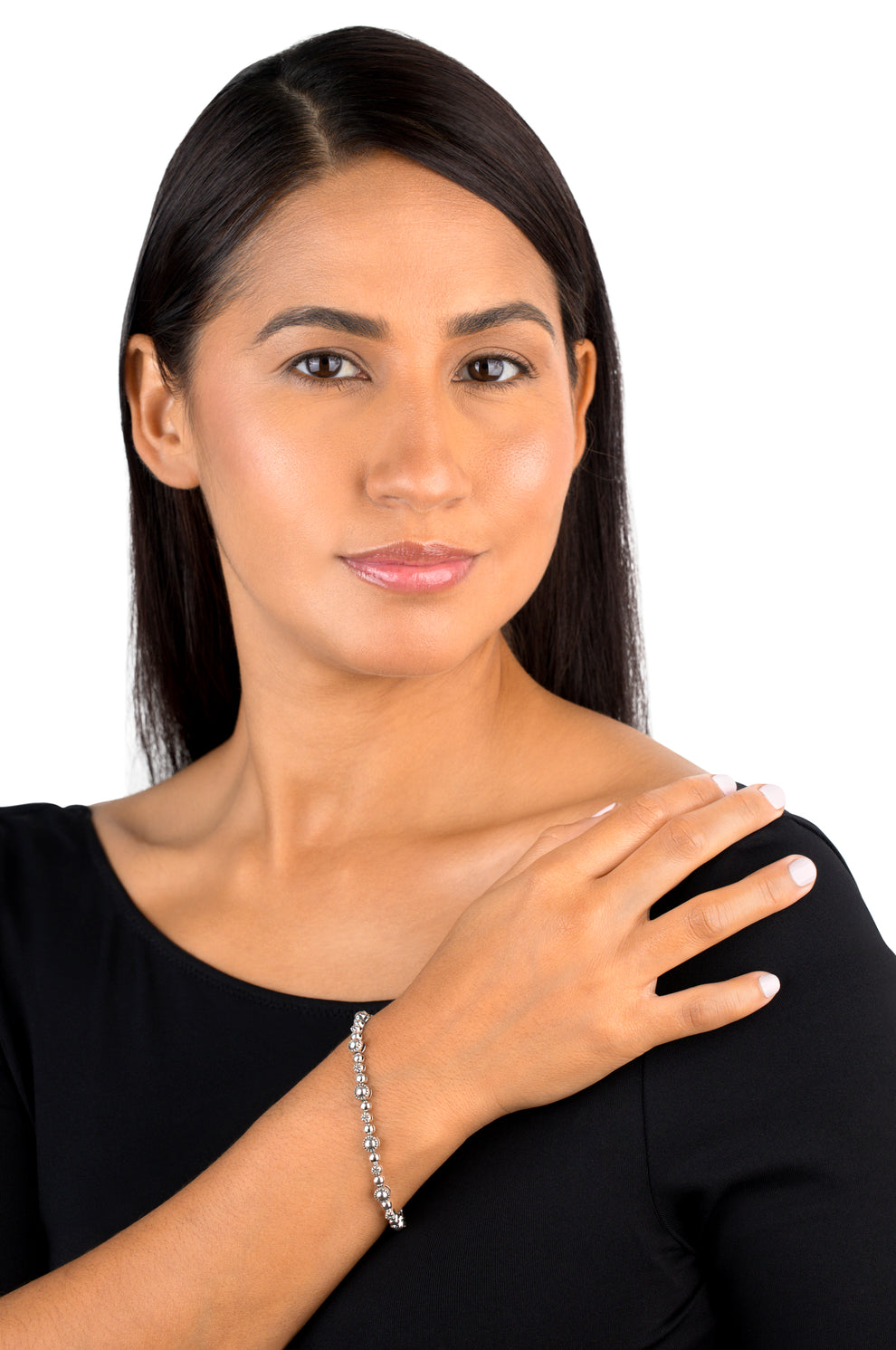 Sterling Silver Beaded Concha Tennis Bracelet, Sizes Small to Large ...