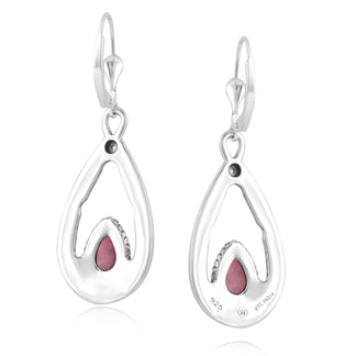 Sterling Silver Pear Shaped Rhodonite Drop and Dangle Earrings ...