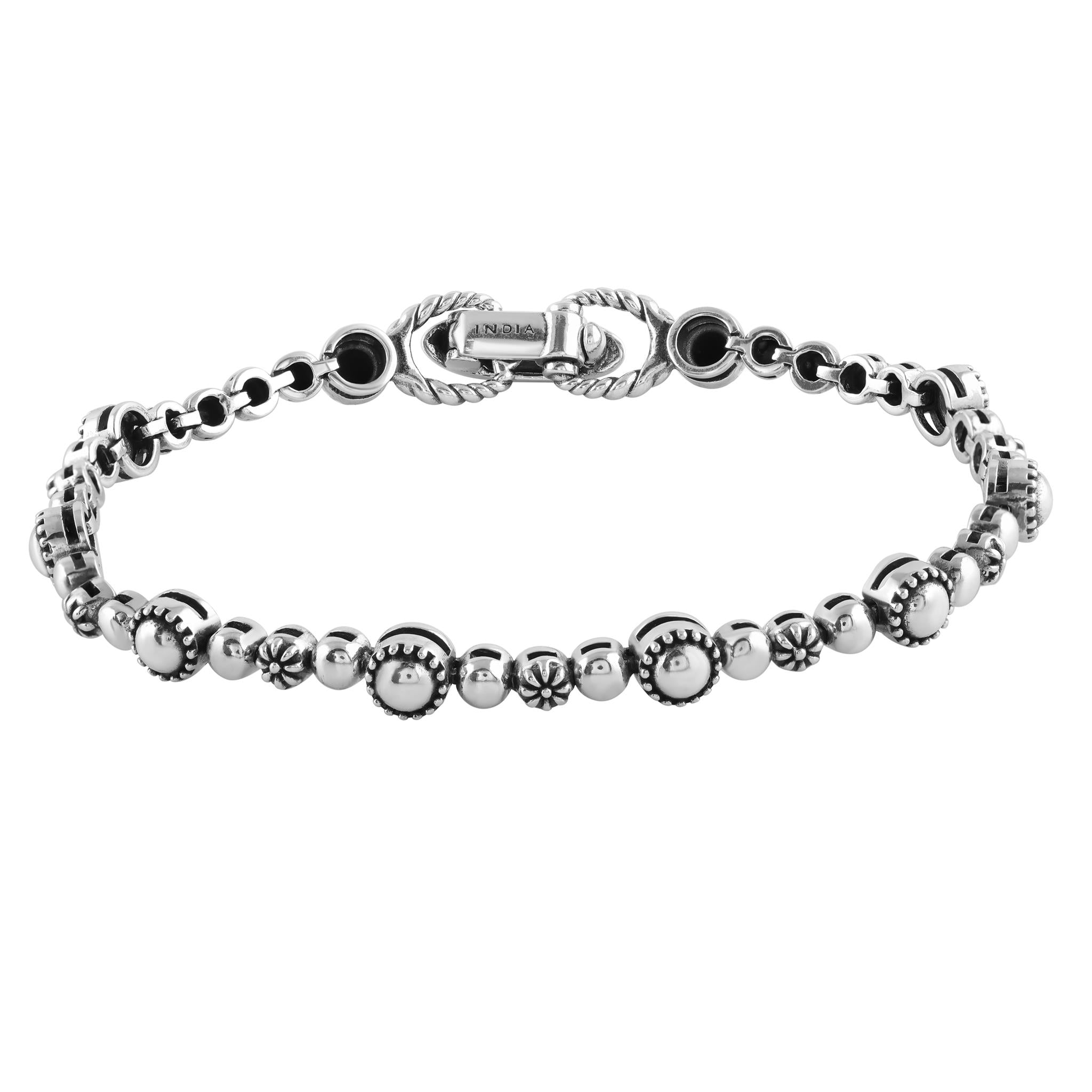 Sterling Silver Beaded Concha Tennis Bracelet, Sizes Small to Large ...